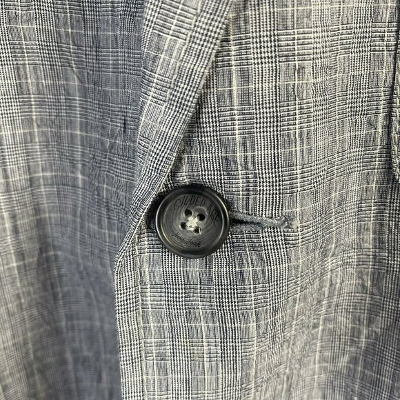 Gilded Age | Suits & Blazers | Gilded Age Mens Plaid Blue Sports Blazer Size 48 Crinkle Casual ...